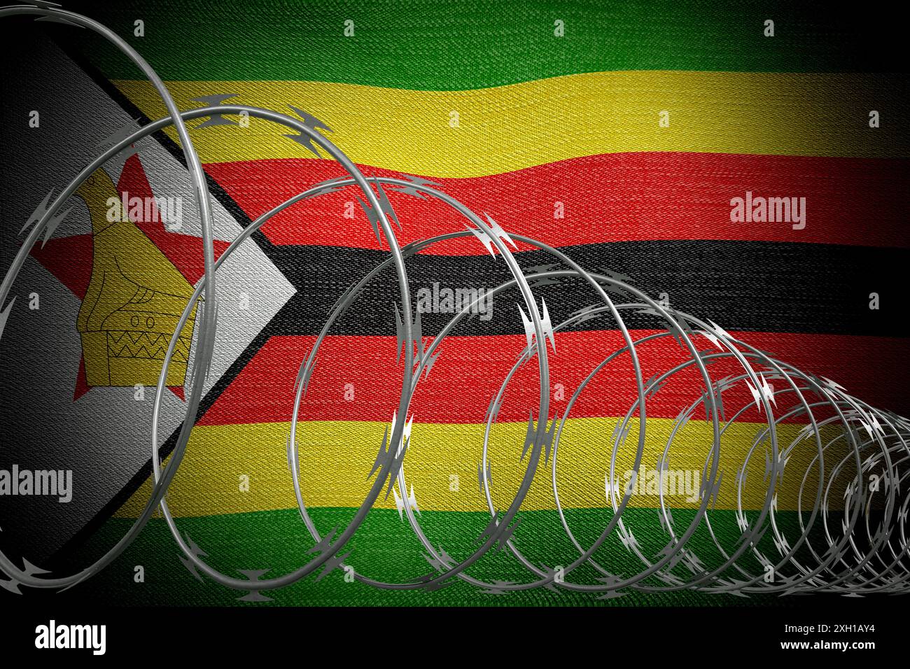 National flag and barbed wire - 3D illustration Stock Photo - Alamy