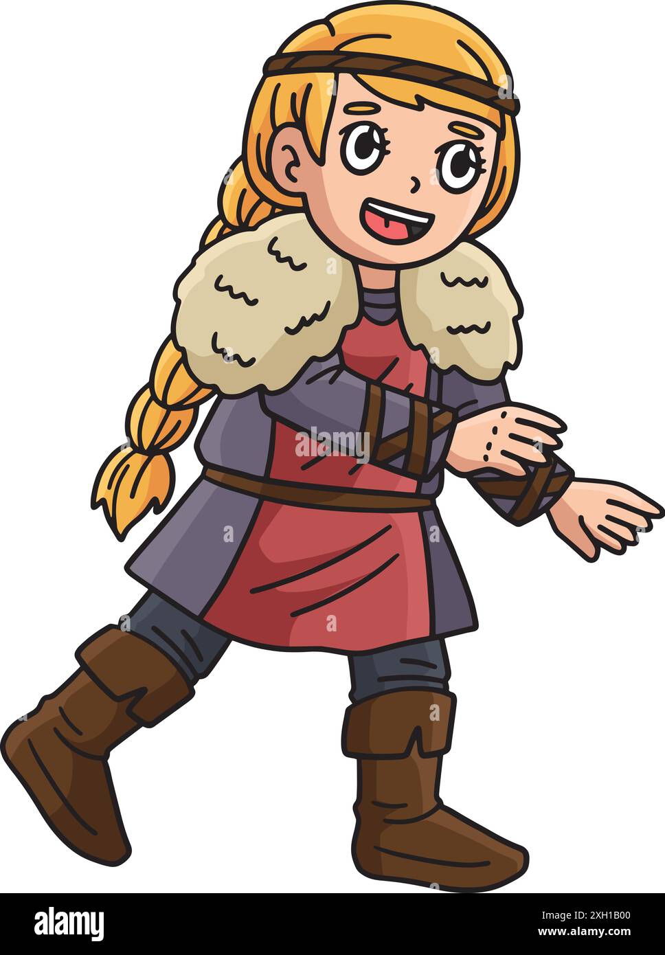 Viking Girl Cartoon Colored Clipart Illustration Stock Vector Image & Art - Alamy