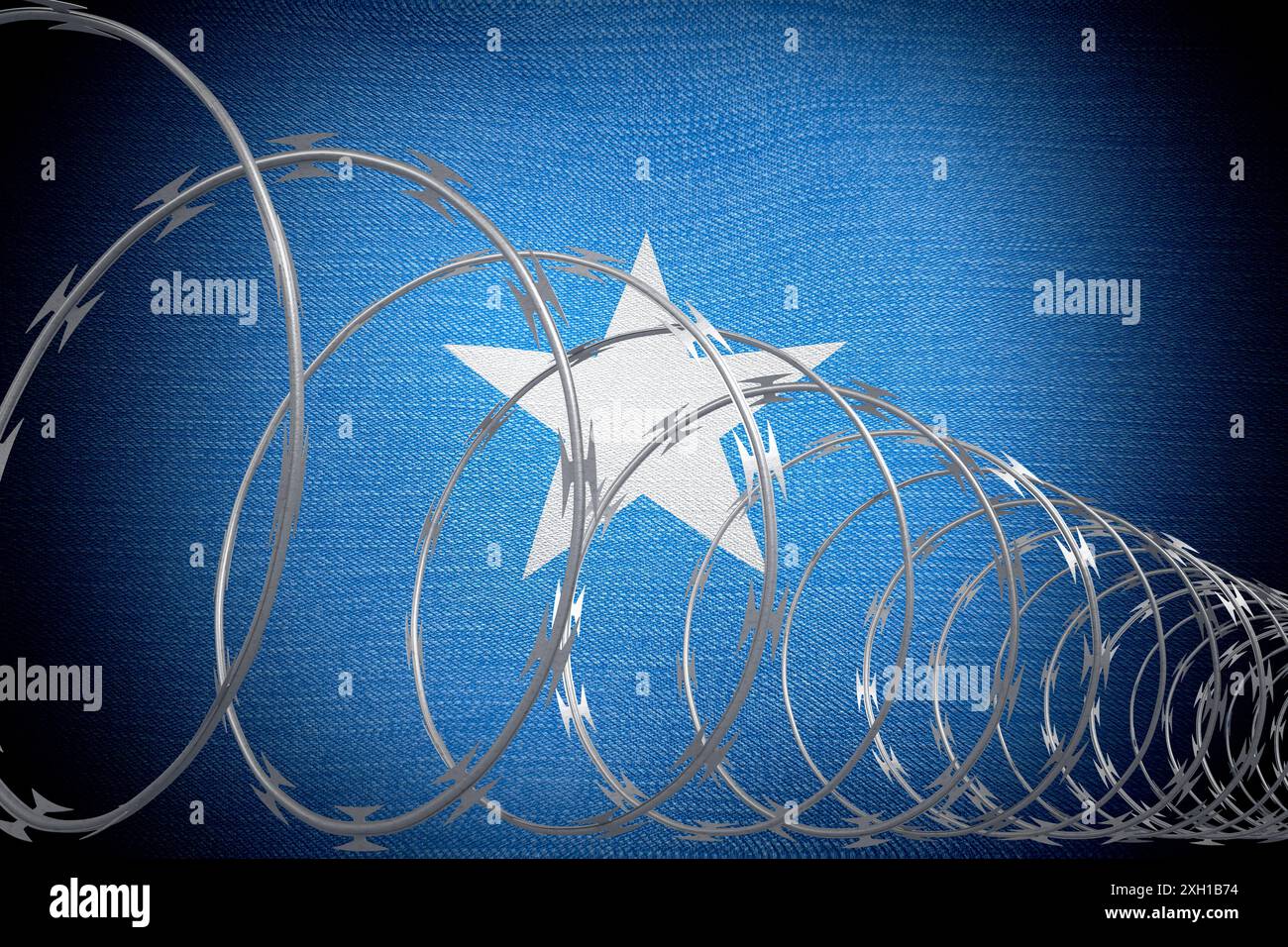 National flag and barbed wire - 3D illustration Stock Photo - Alamy