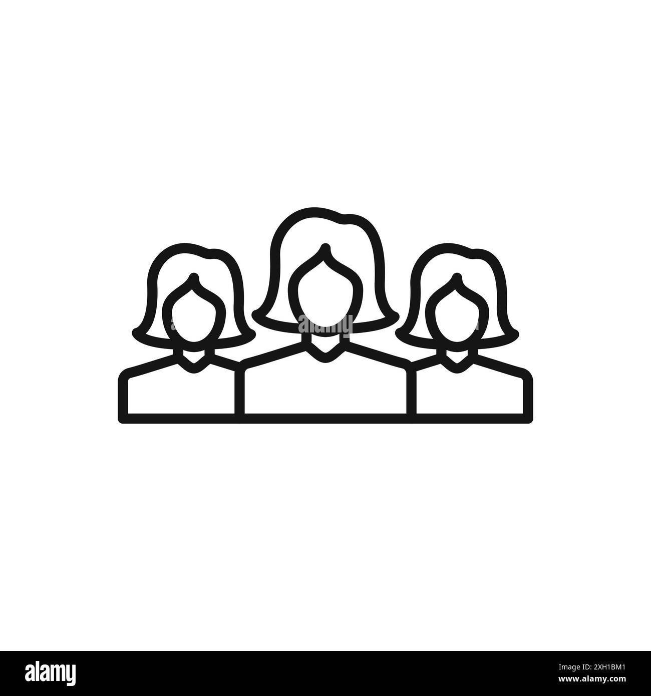 women team icon logo sign vector outline in black and white color Stock ...