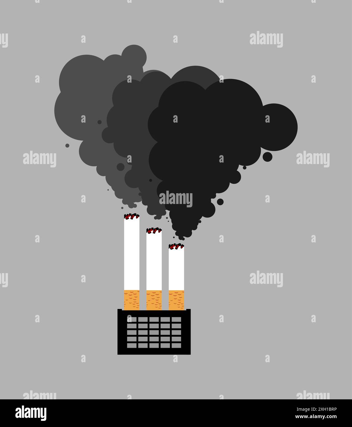 Cigarette factory. Tobacco production. Pollution concept. Factory ...