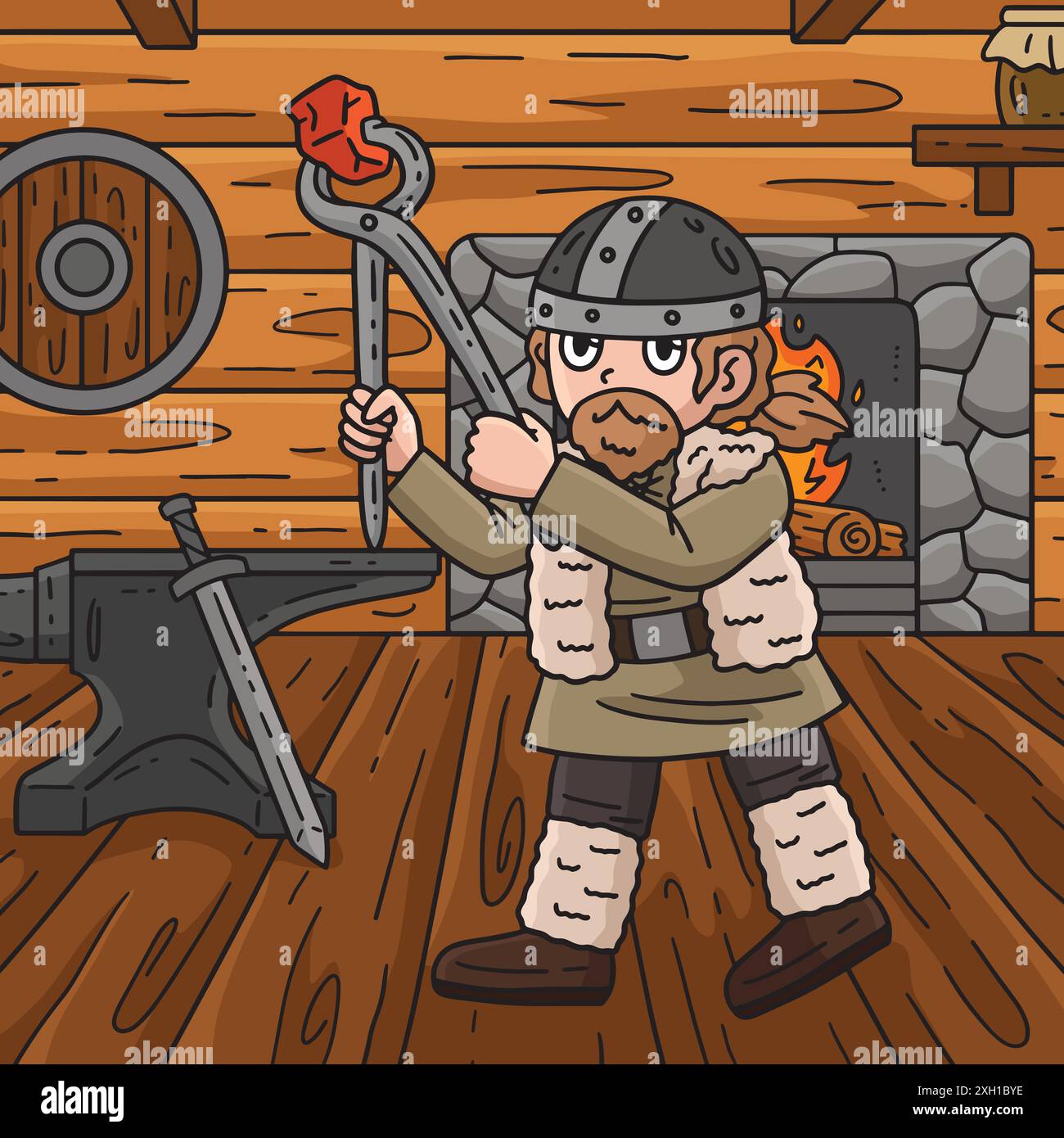 Cartoon viking working Stock Vector Images - Alamy