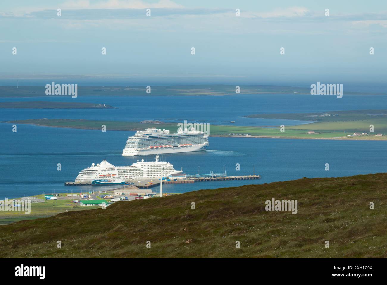 Regal Princess and Silver Spirit cruise liners, Orkney Stock Photo - Alamy