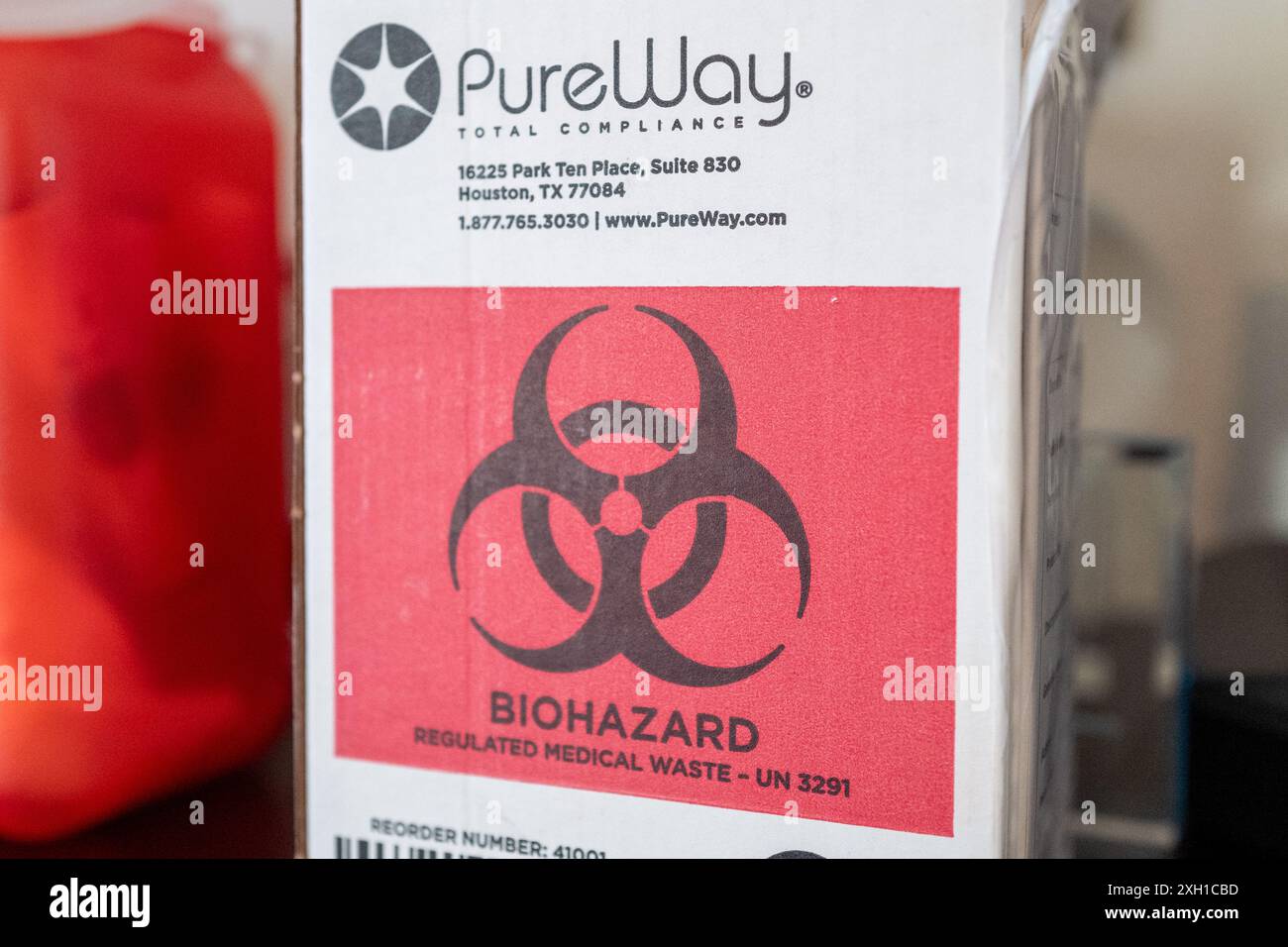 Lafayette, United States. 26th June, 2024. Biohazard logo on a PureWay ...