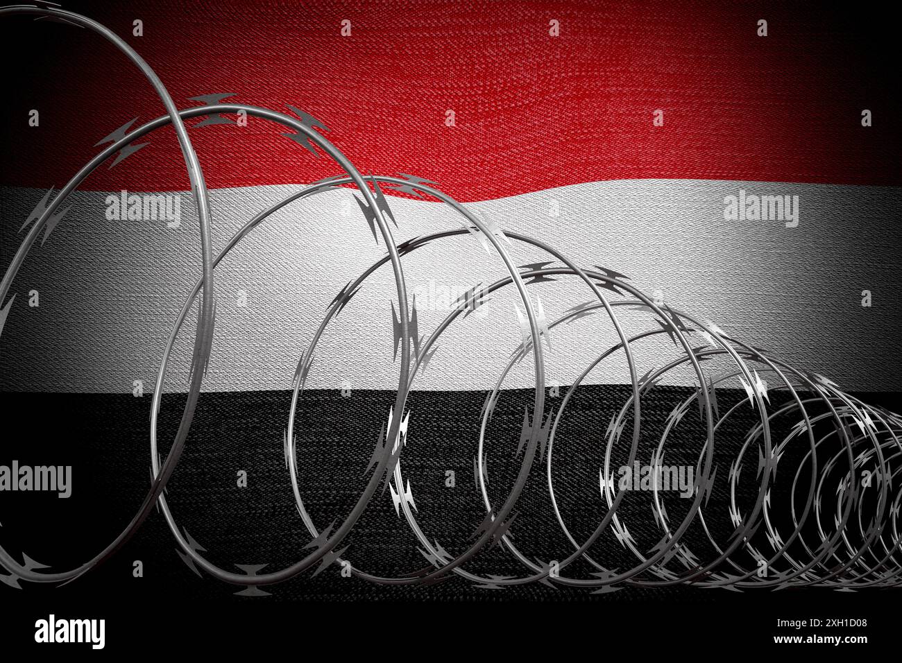 National flag and barbed wire - 3D illustration Stock Photo - Alamy