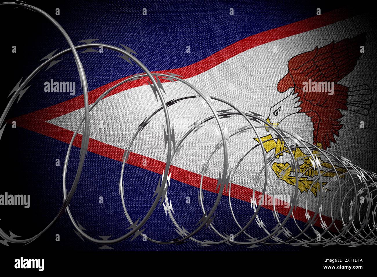 National flag and barbed wire - 3D illustration Stock Photo - Alamy
