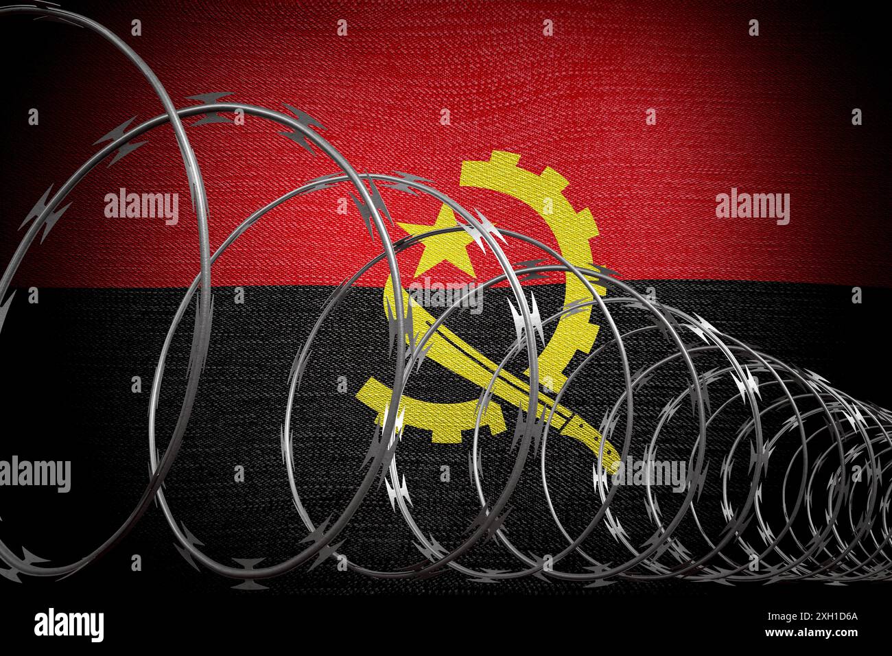 National flag and barbed wire - 3D illustration Stock Photo - Alamy