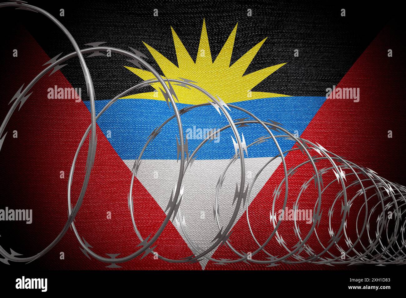 National flag and barbed wire - 3D illustration Stock Photo - Alamy