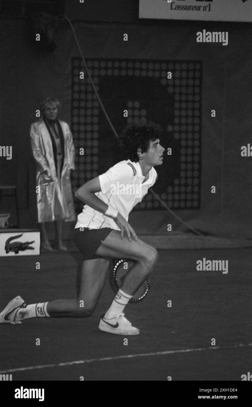 Guy Forget, French tennis player, attending the French Open in 1987 ...