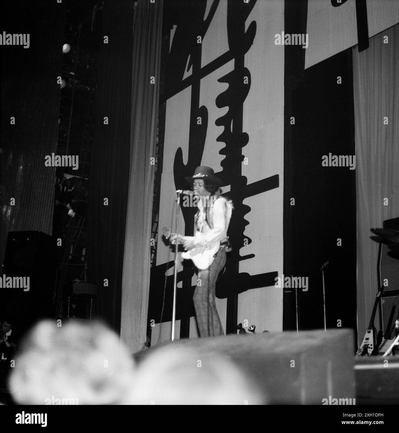 Jimi Hendrix on stage at the Olympia, Paris, 29 January 1968 Stock ...