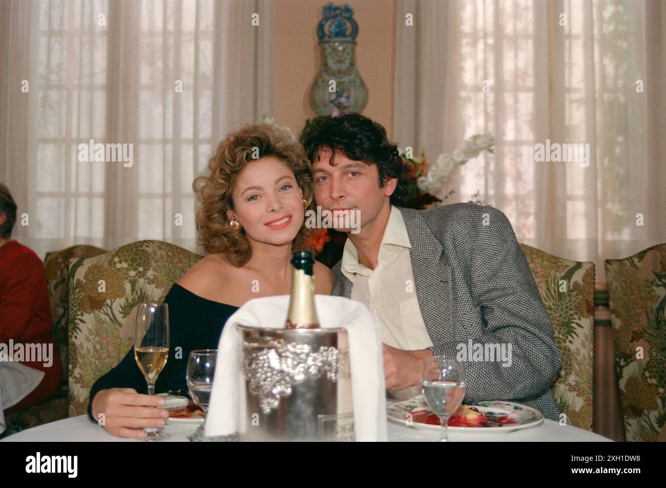 Grace de Capitani and Marco Bisson on the set of the TV film "Le Squale ...