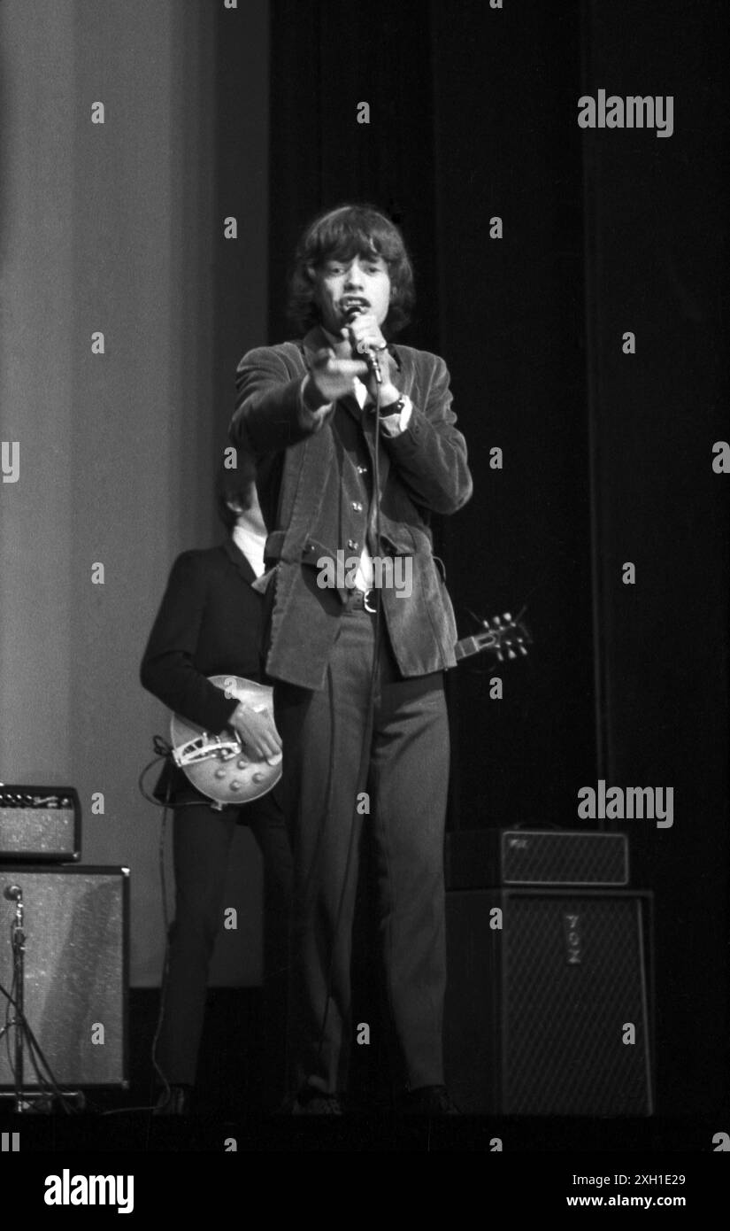 The Rolling Stones singer Mick Jagger during a concert at the Olympia ...