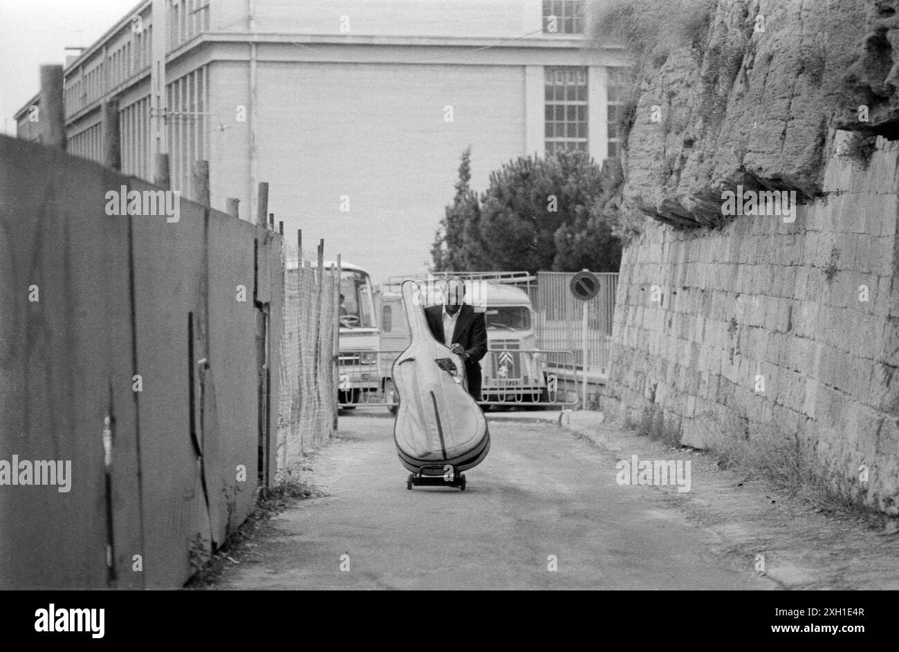 Double bass player in the Count Basie Orchestra, arriving at the Salon ...