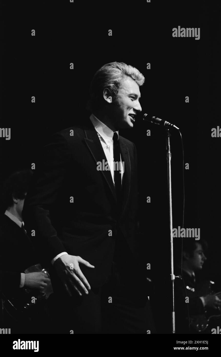 Johnny Hallyday performing at the Paris Olympia Hall in November 1965 ...