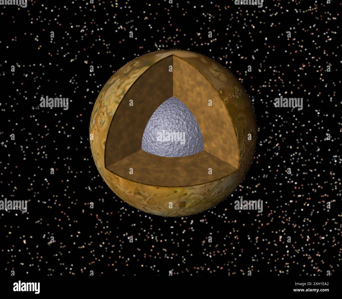 Cutaway views of the possible internal structures of the Galilean ...