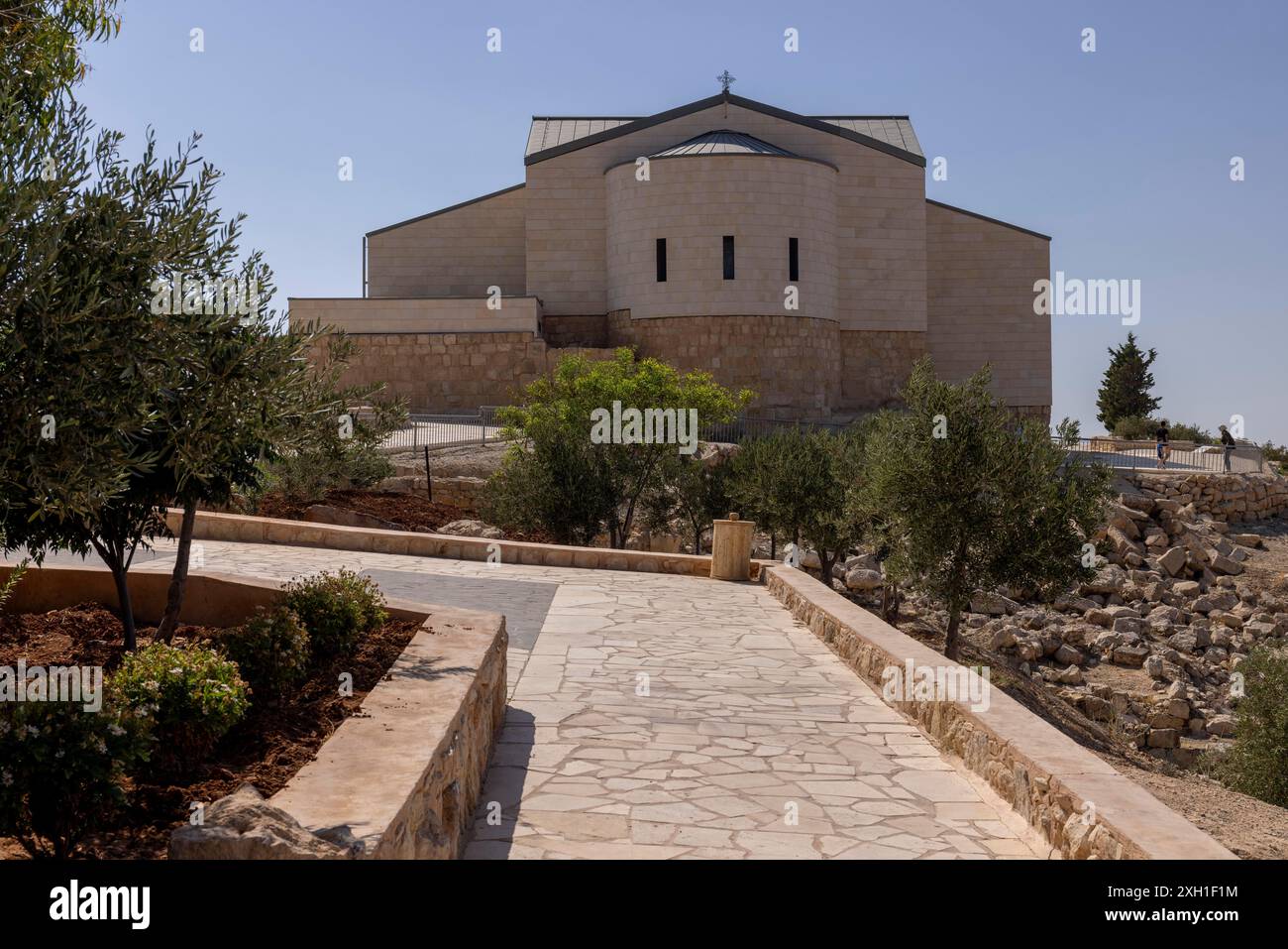 Path to the Moses Basilica, Mount Nebo (Jabal Nibu), holy mountain of ...