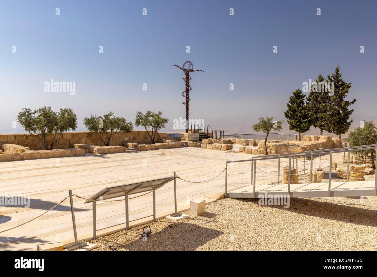 Metal snake, Christology symbol, cross on Mount Nebo (Jabal Nibu), holy ...