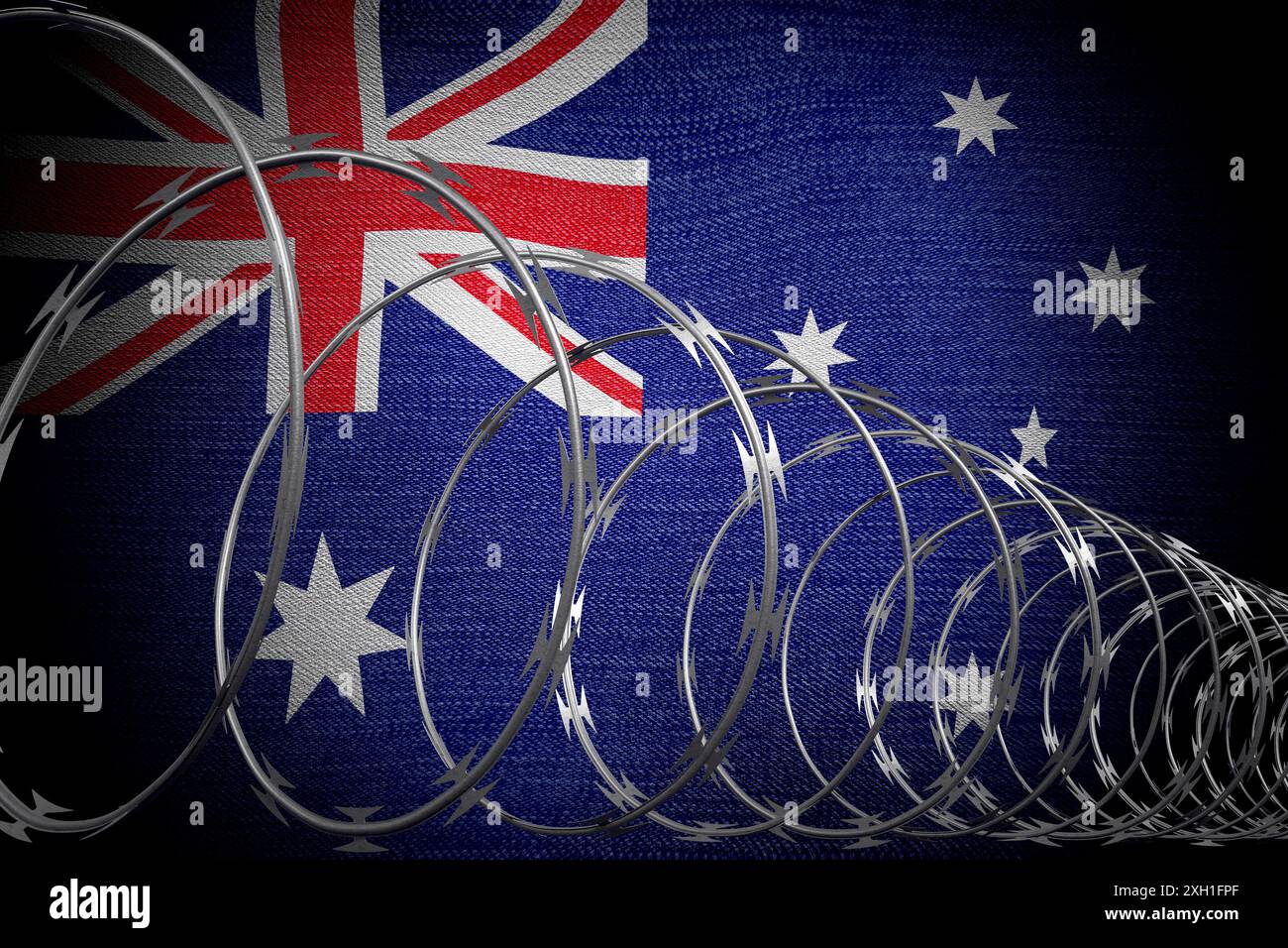 National flag and barbed wire - 3D illustration Stock Photo - Alamy