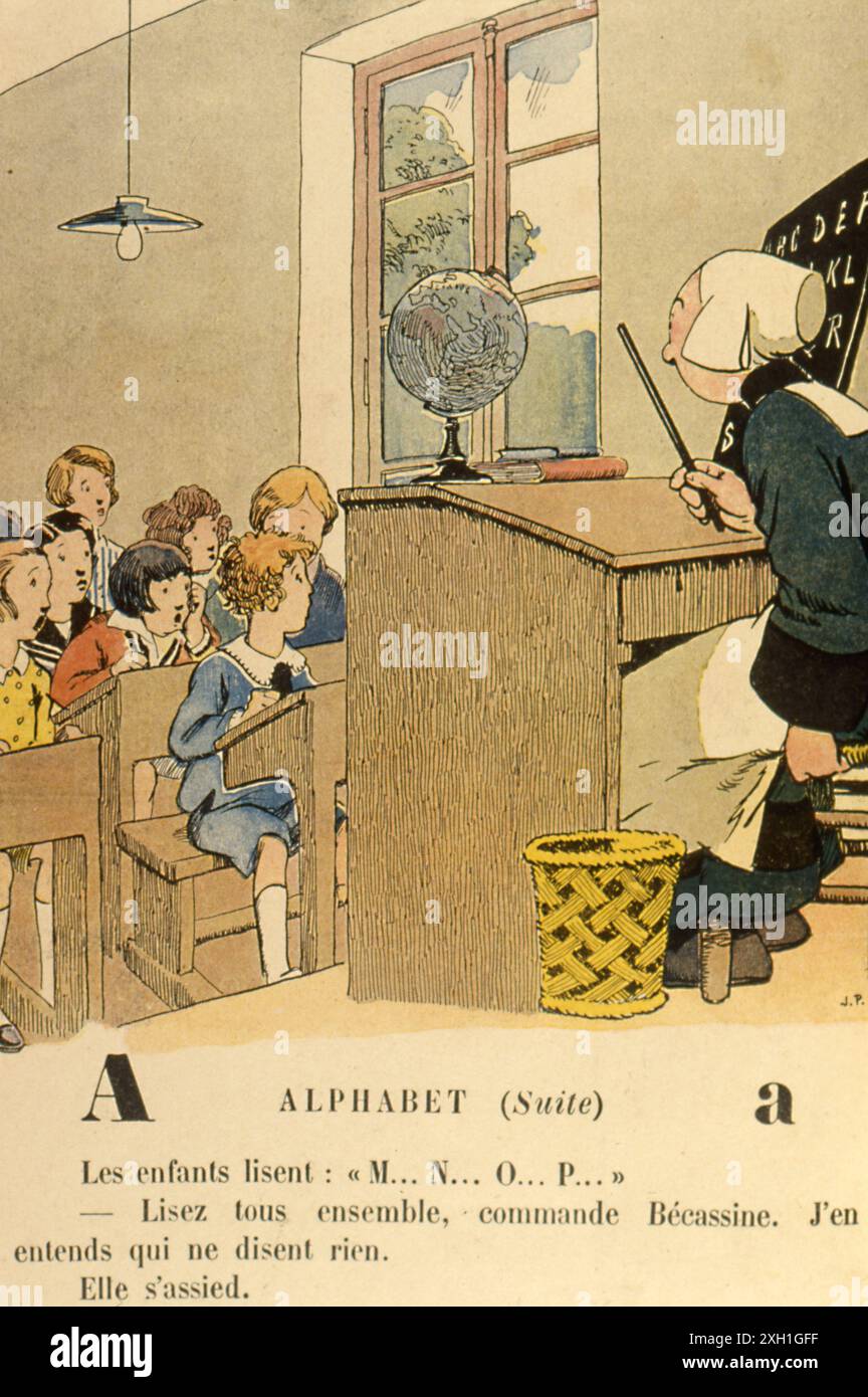 The letter A. Book "Bécassine maîtresse d'école", text by Maurice ...