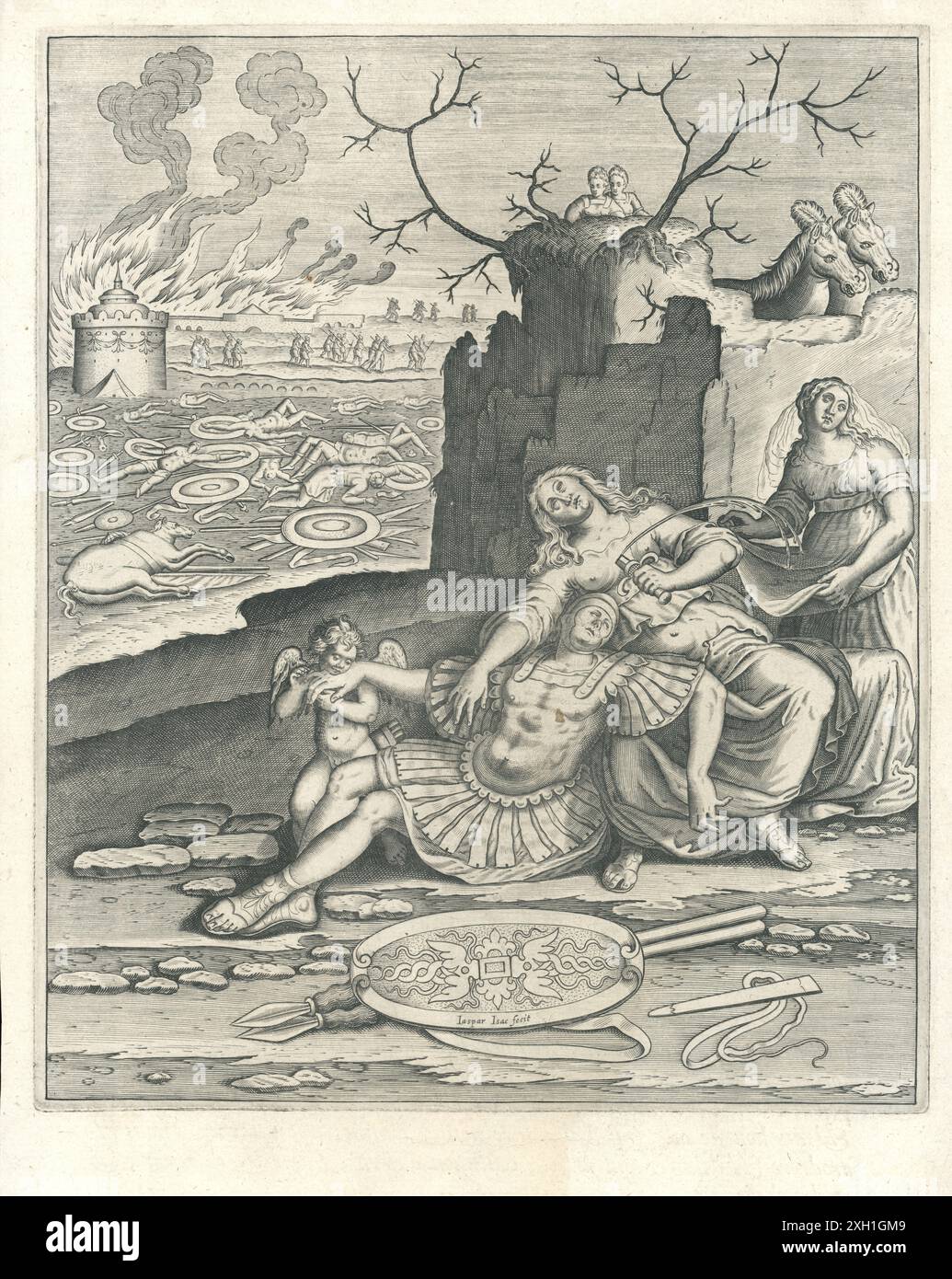 Suicide of Panthea on the banks of the river Pactolus, inconsolable ...