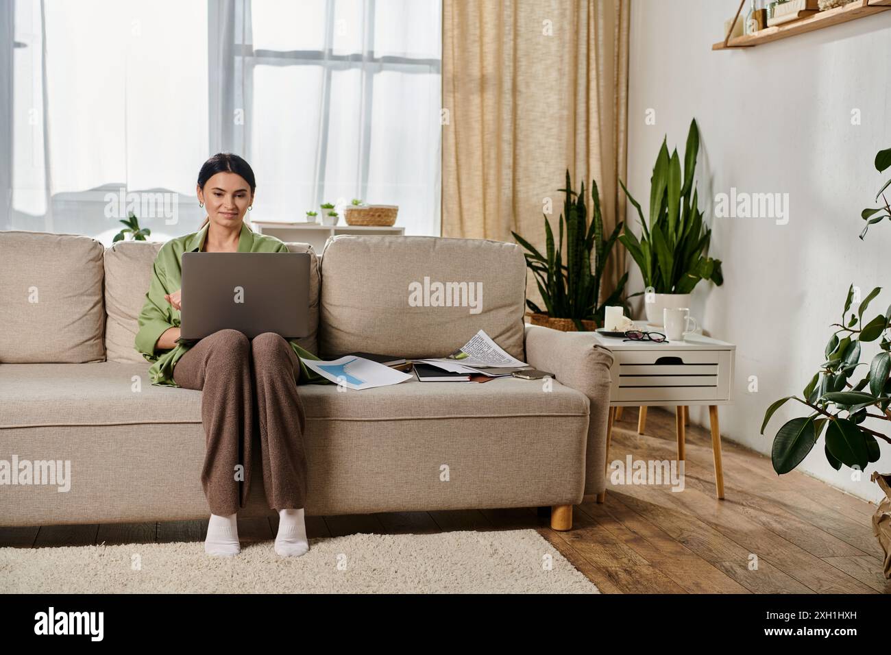 Professional freelancer working remotely typing hi-res stock ...