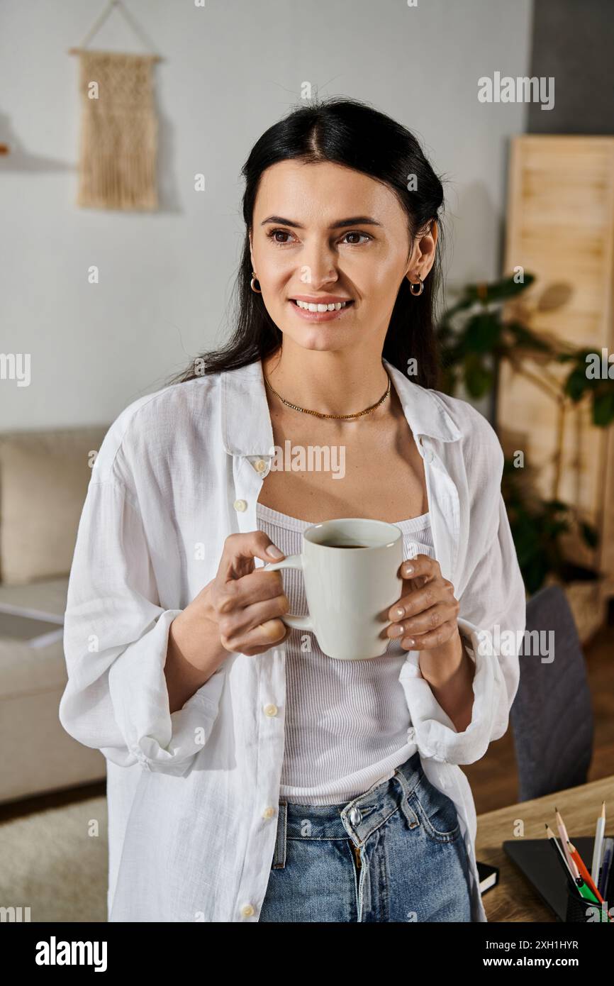 Morning steaming coffee working atmosphere hi-res stock photography and ...