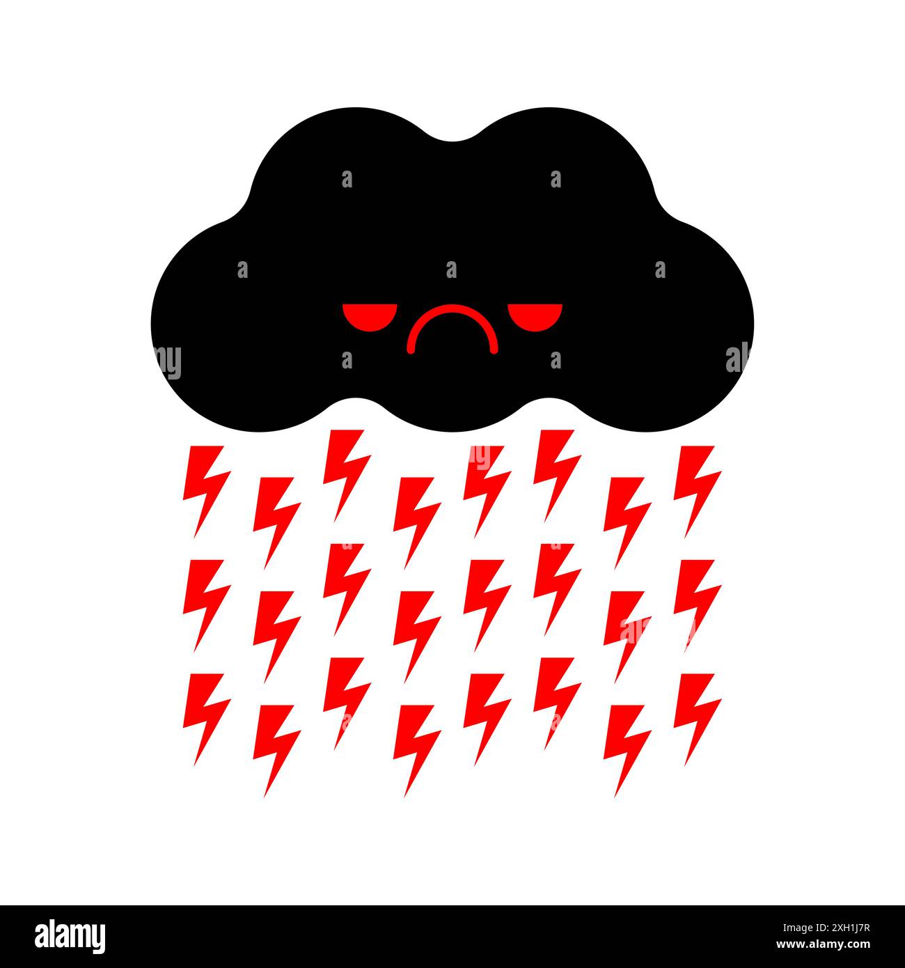 Evil cloud and lightning. Sign for weather for smartphone application ...