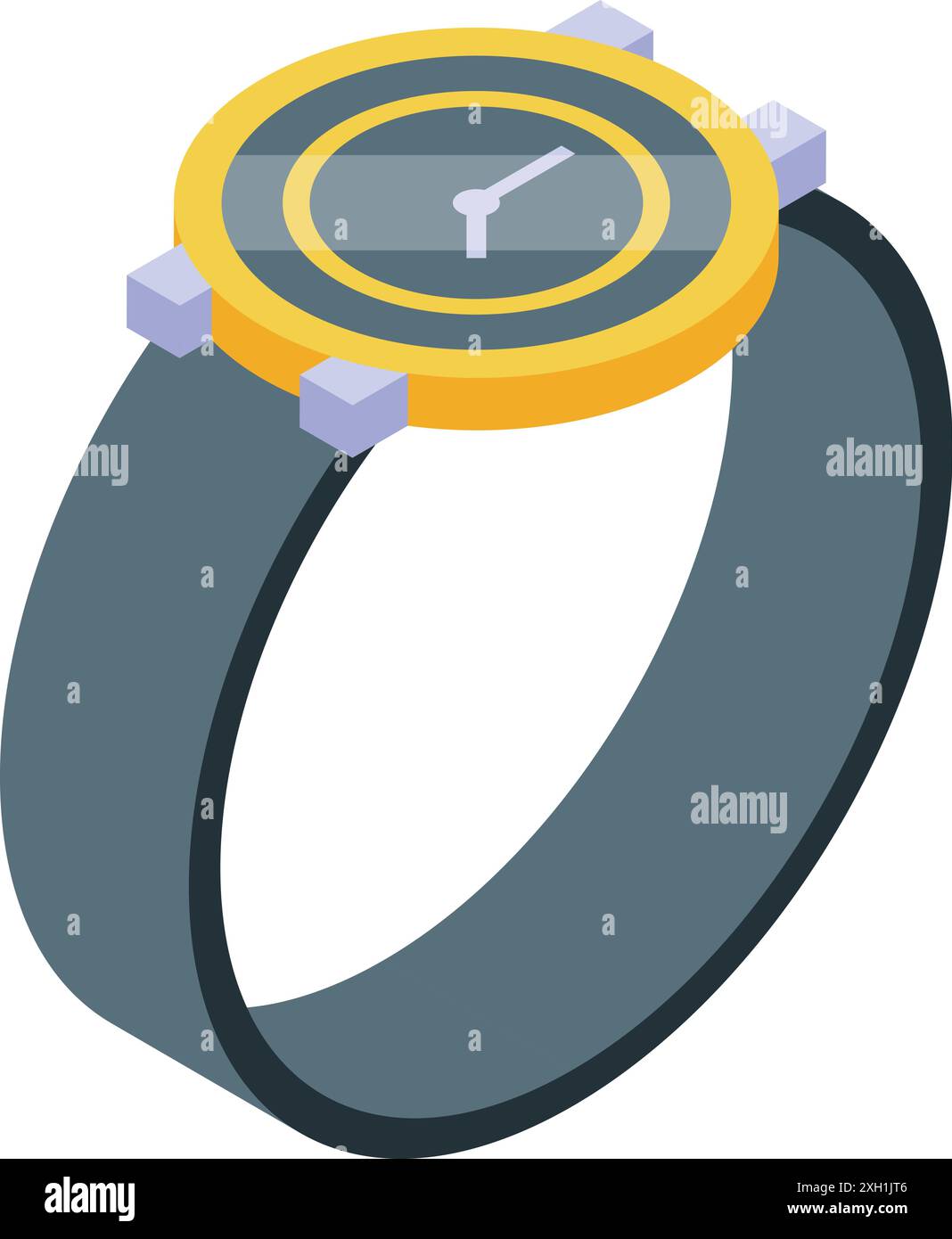 Modern wristwatch with a stylish strap is indicating the current time ...