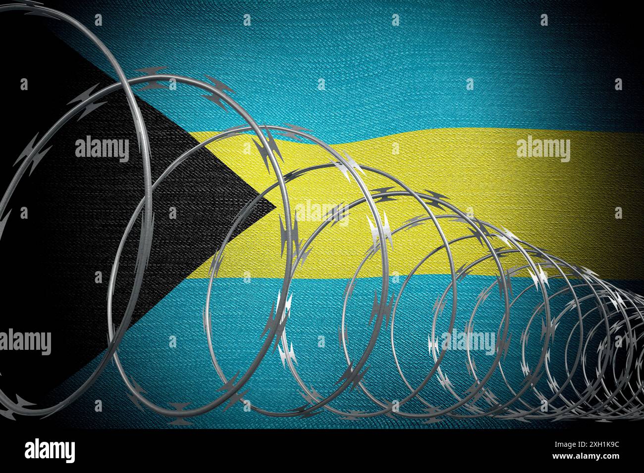 National flag and barbed wire - 3D illustration Stock Photo - Alamy