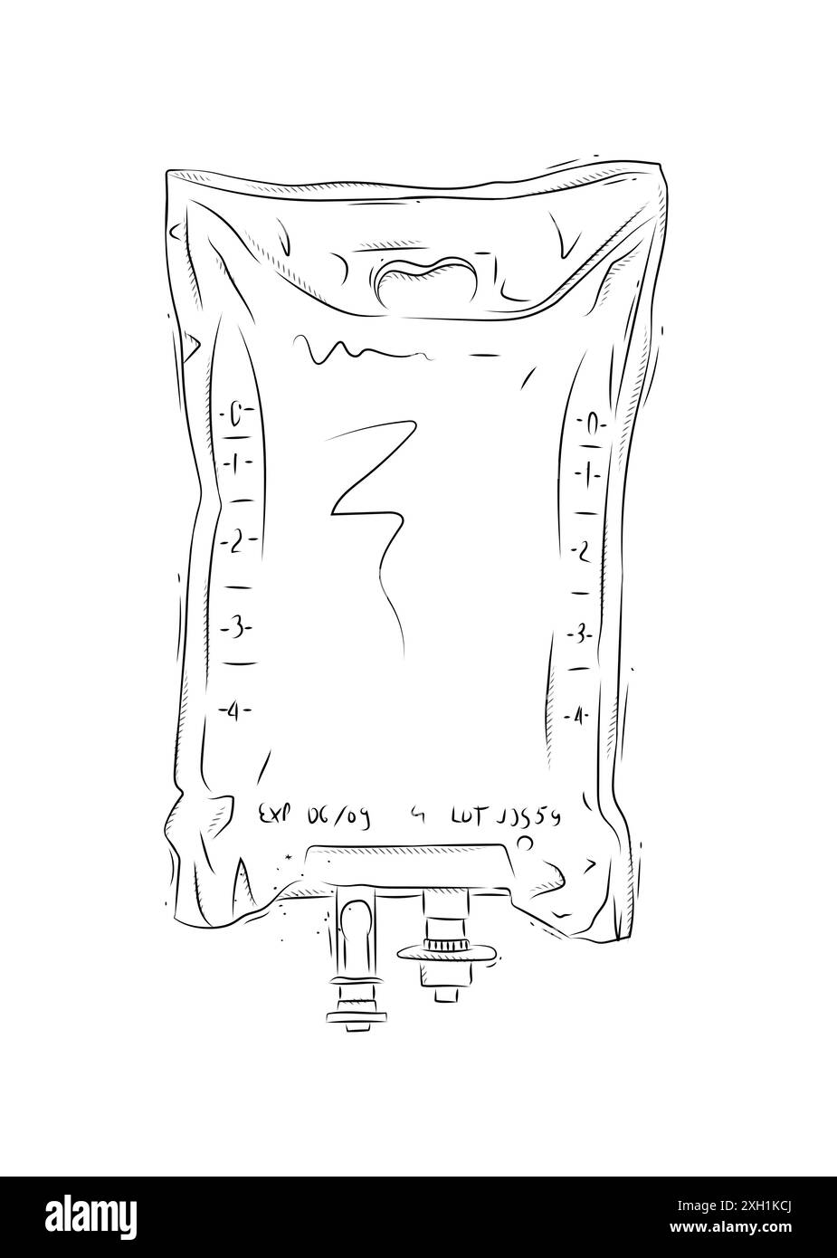 Medicine treatment blood transfusion drawing Black and White Stock ...