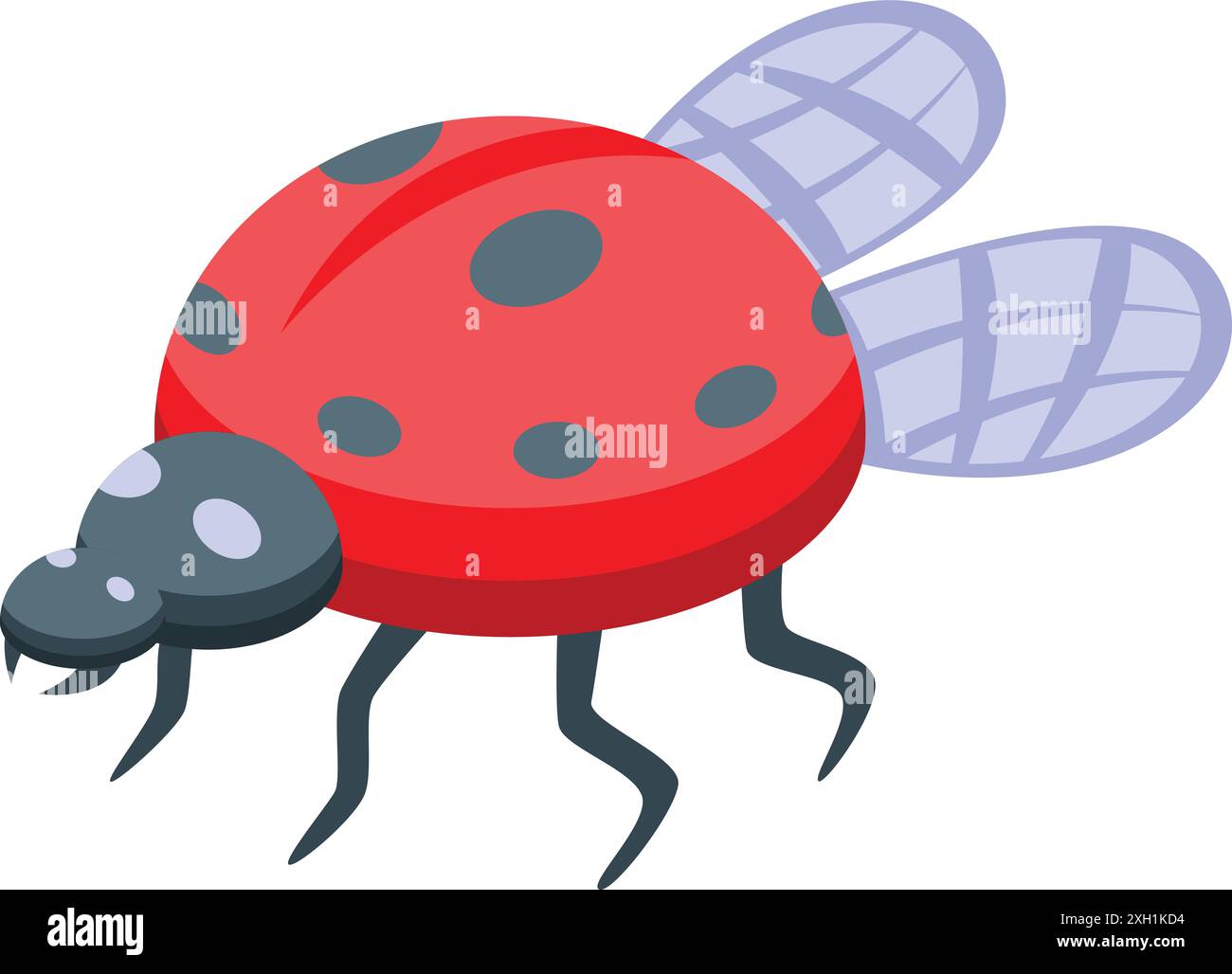 Red ladybug with black spots opening its wings to fly away Stock Vector ...