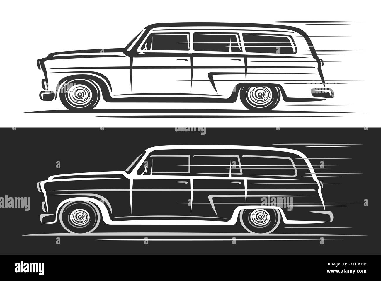 Vector logo for Vintage Estate Car, automotive decorative banner with ...