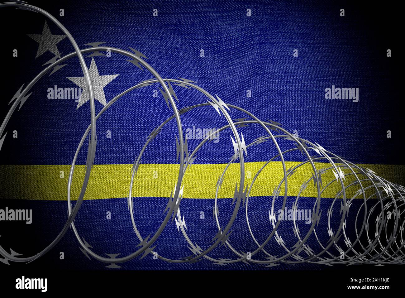 National flag and barbed wire - 3D illustration Stock Photo - Alamy