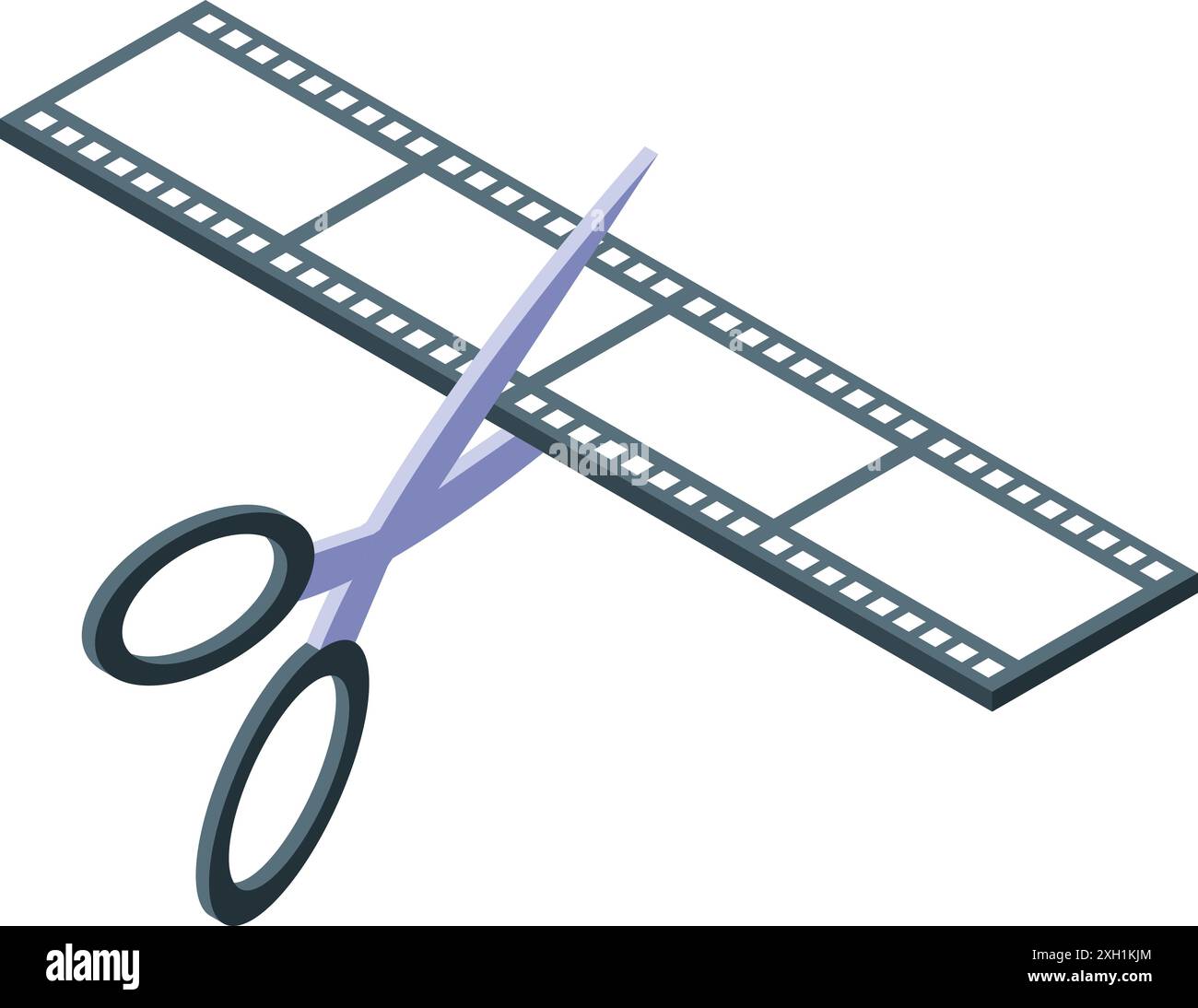 Scissors cutting film strip, concept of video editing or movie ...