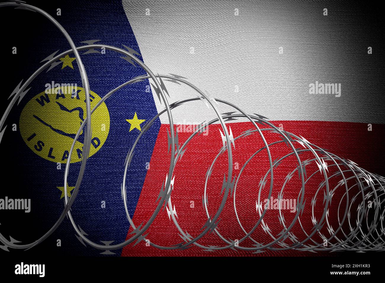 National flag and barbed wire - 3D illustration Stock Photo - Alamy