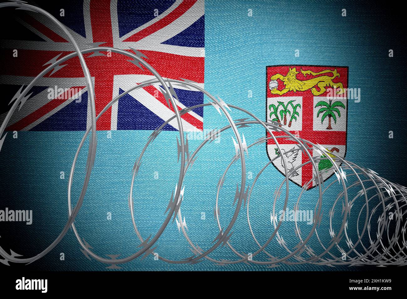 National flag and barbed wire - 3D illustration Stock Photo - Alamy