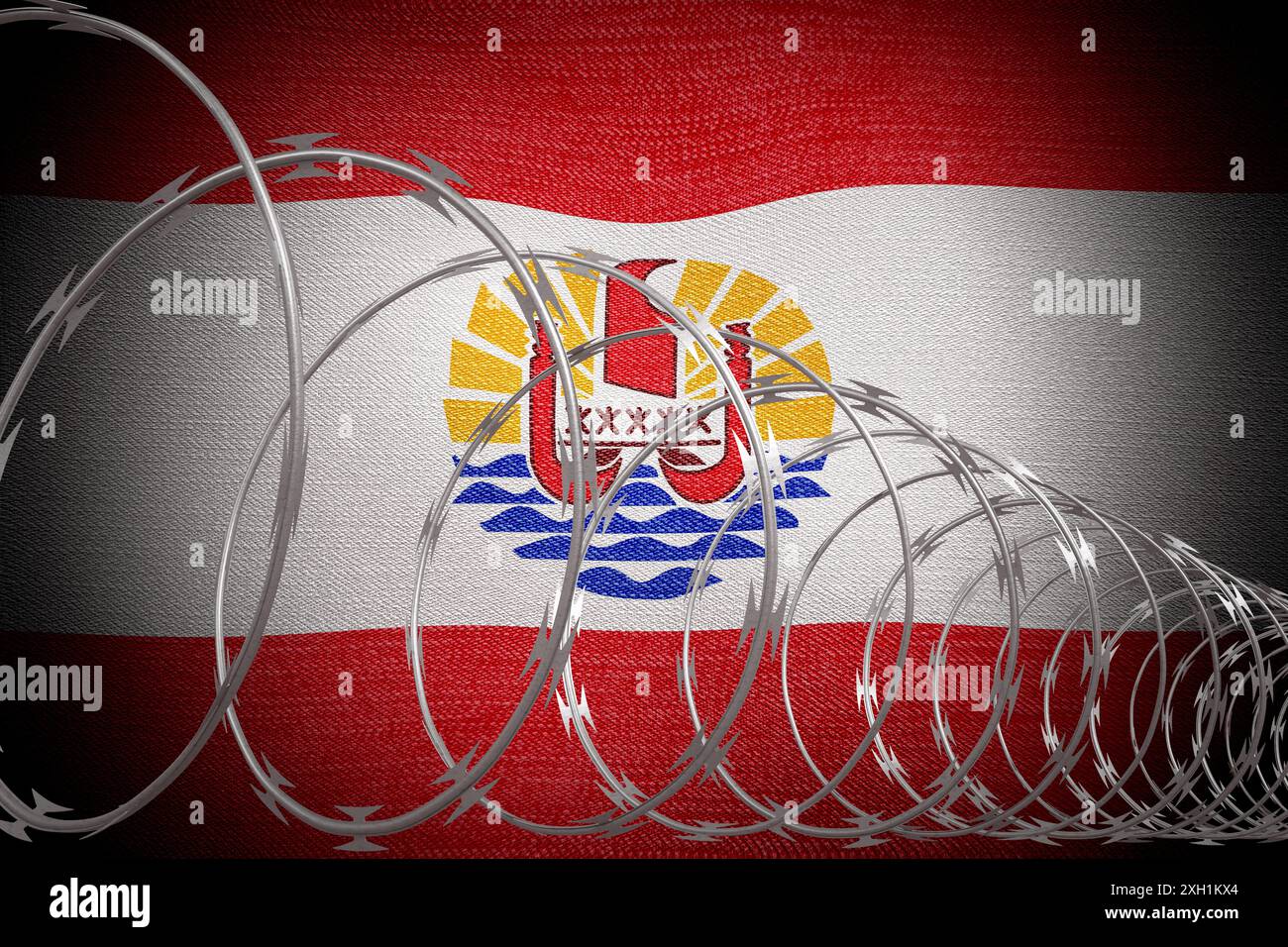 National flag and barbed wire - 3D illustration Stock Photo - Alamy