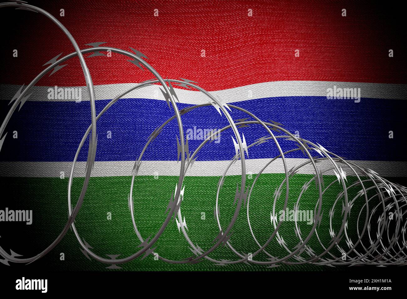 National flag and barbed wire - 3D illustration Stock Photo - Alamy