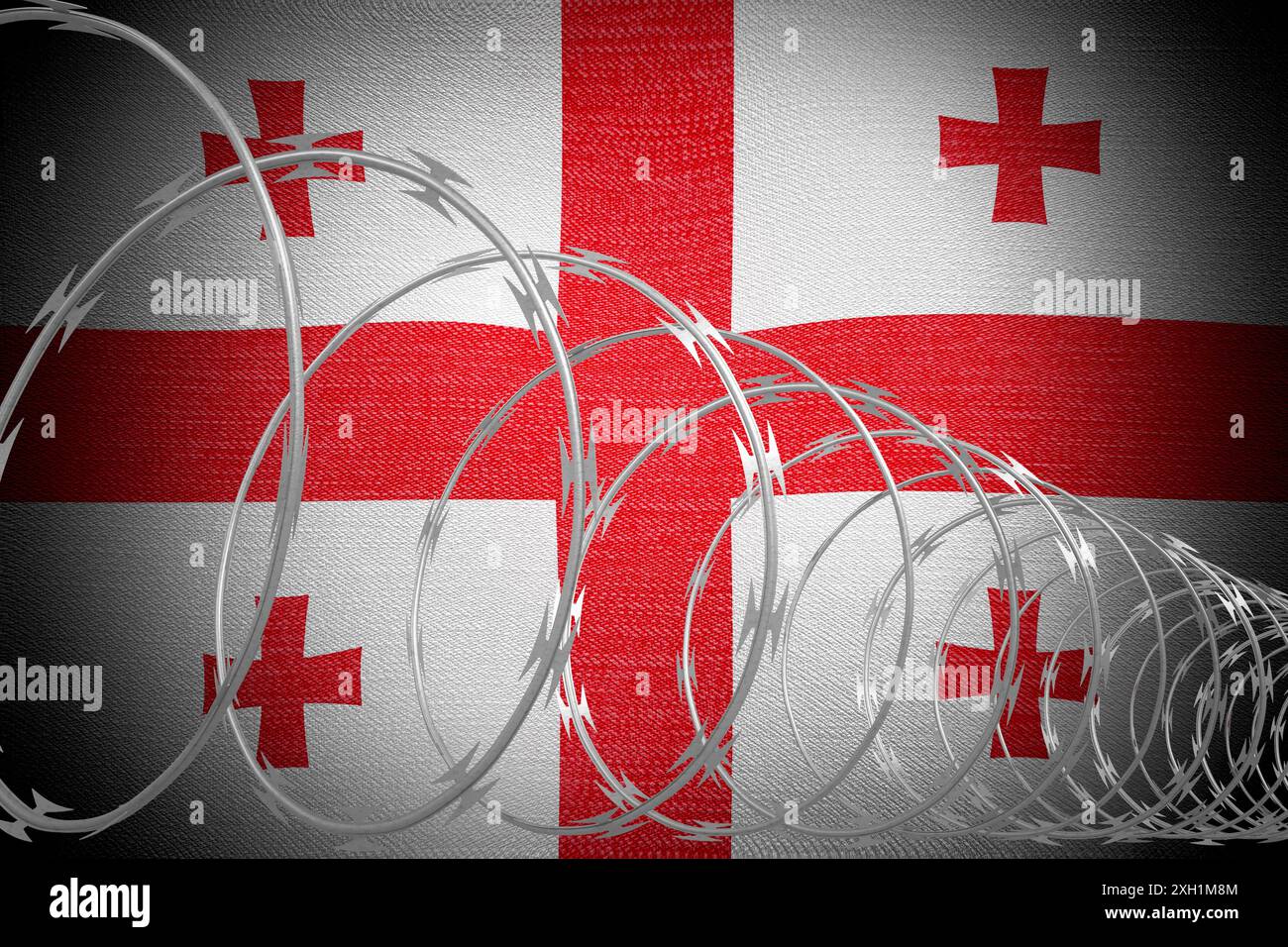 National flag and barbed wire - 3D illustration Stock Photo - Alamy