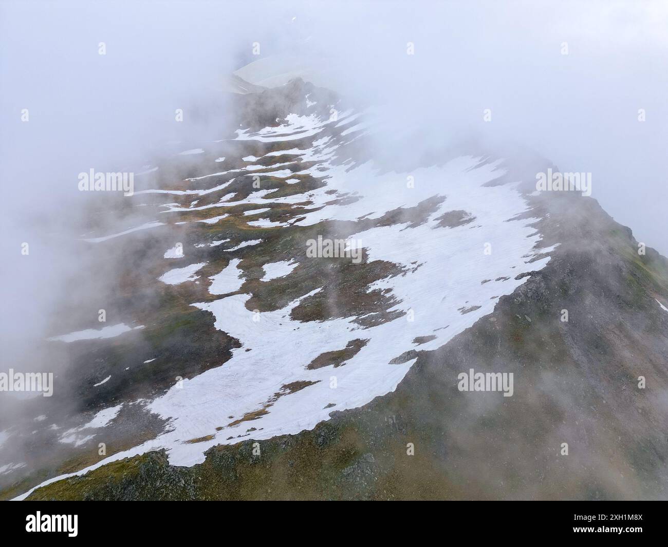 Aerial snowy Georgia - Russia border in east of Georgia. Lagodekhi ...