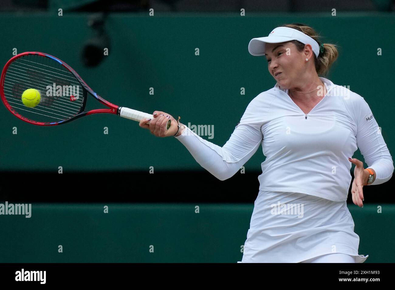 Donna Vekic of Croatia plays a forehand return to Jasmine Paolini of ...