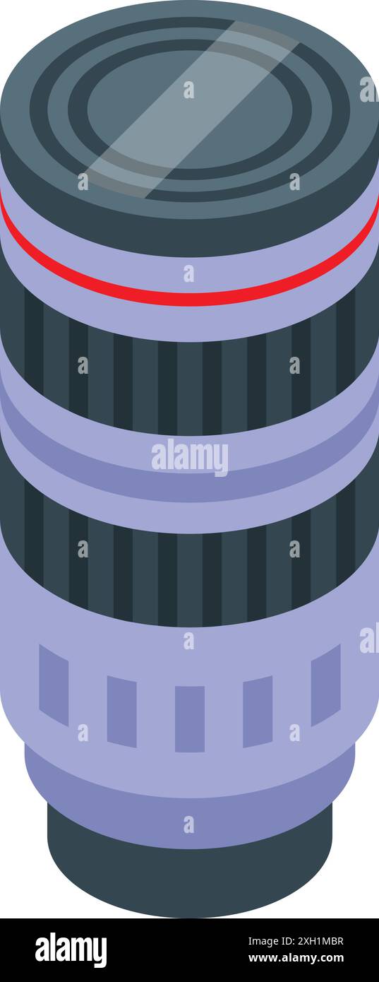 Professional camera telephoto lens is taking photos on white background ...