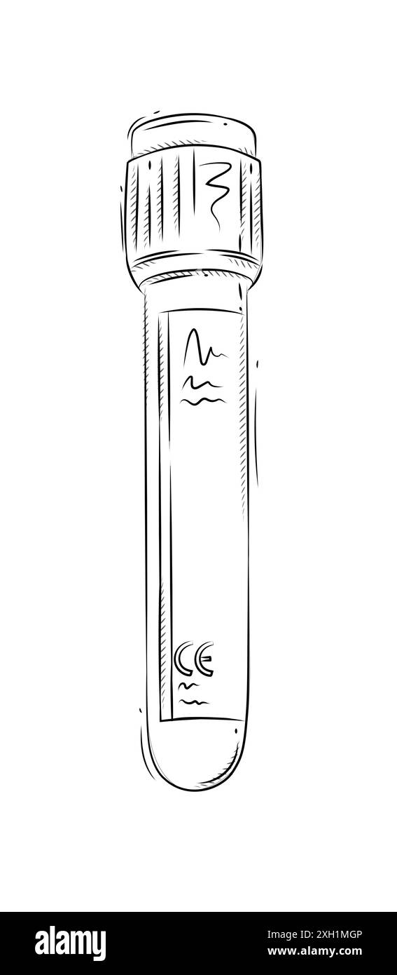 Test tube for medical purposes drawing in graphic style on white ...