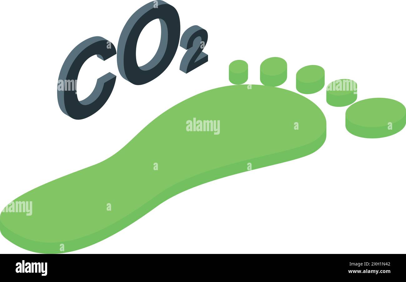 Green footprint with co2 emission lettering symbolizing carbon ...