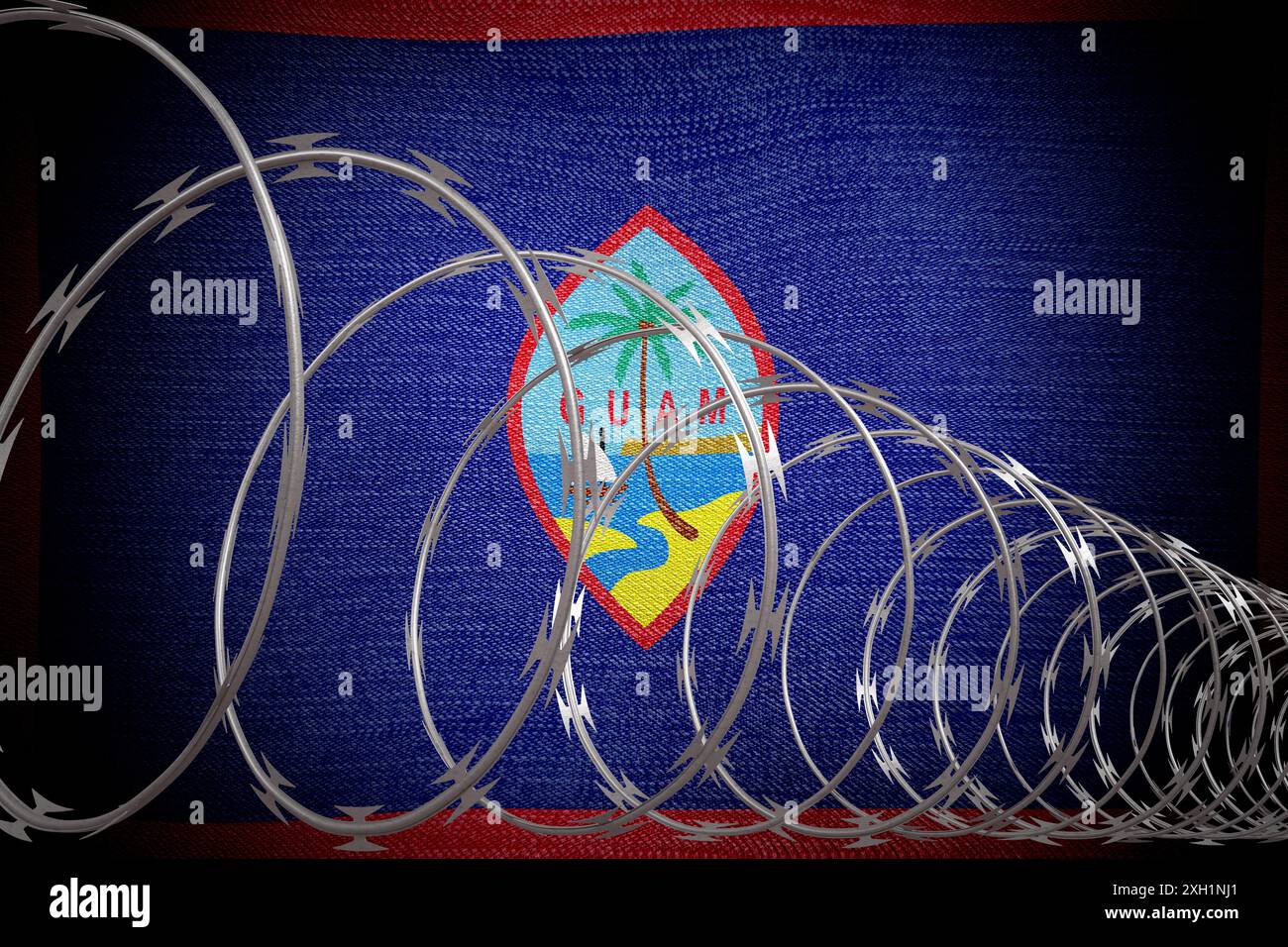 National flag and barbed wire - 3D illustration Stock Photo - Alamy