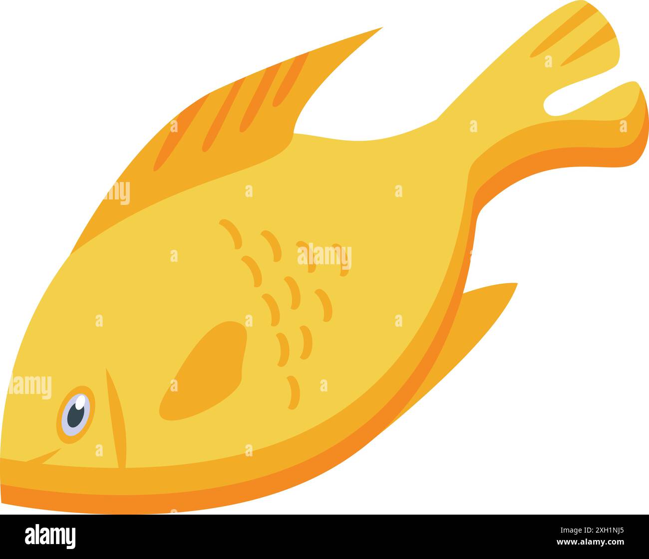 Simple cartoon illustration of a yellow fish swimming underwater Stock ...