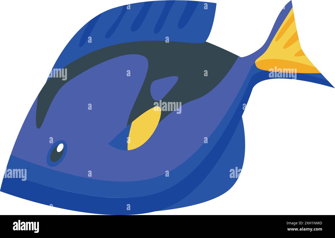 Illustration of a blue surgeonfish swimming in the ocean Stock Vector ...