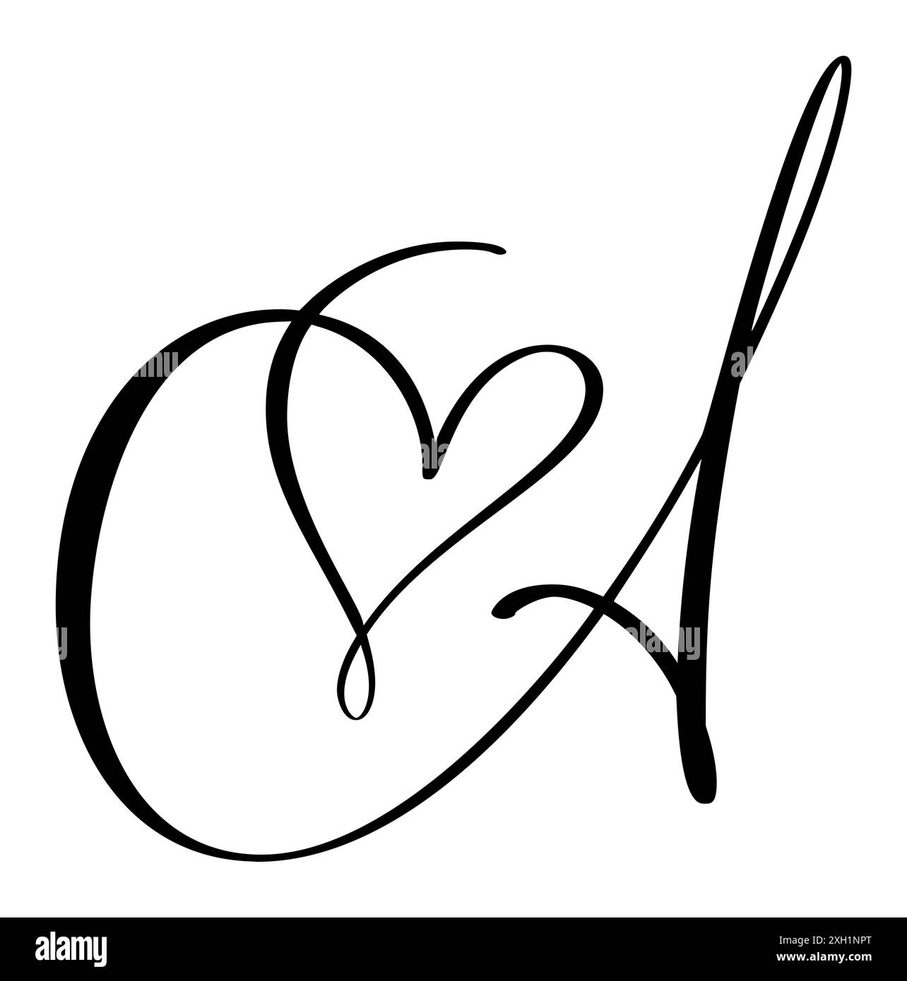Script capital font logo calligraphy love letter A initial. Hand drawn ...