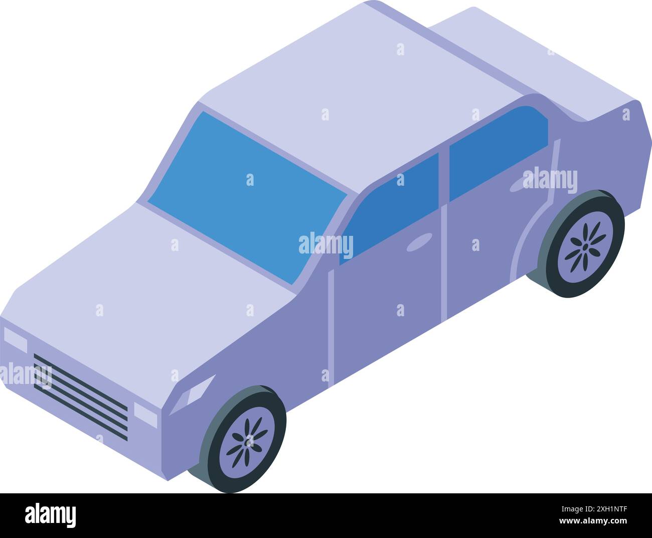 Isometric projection of a modern sedan car parked showing large ...