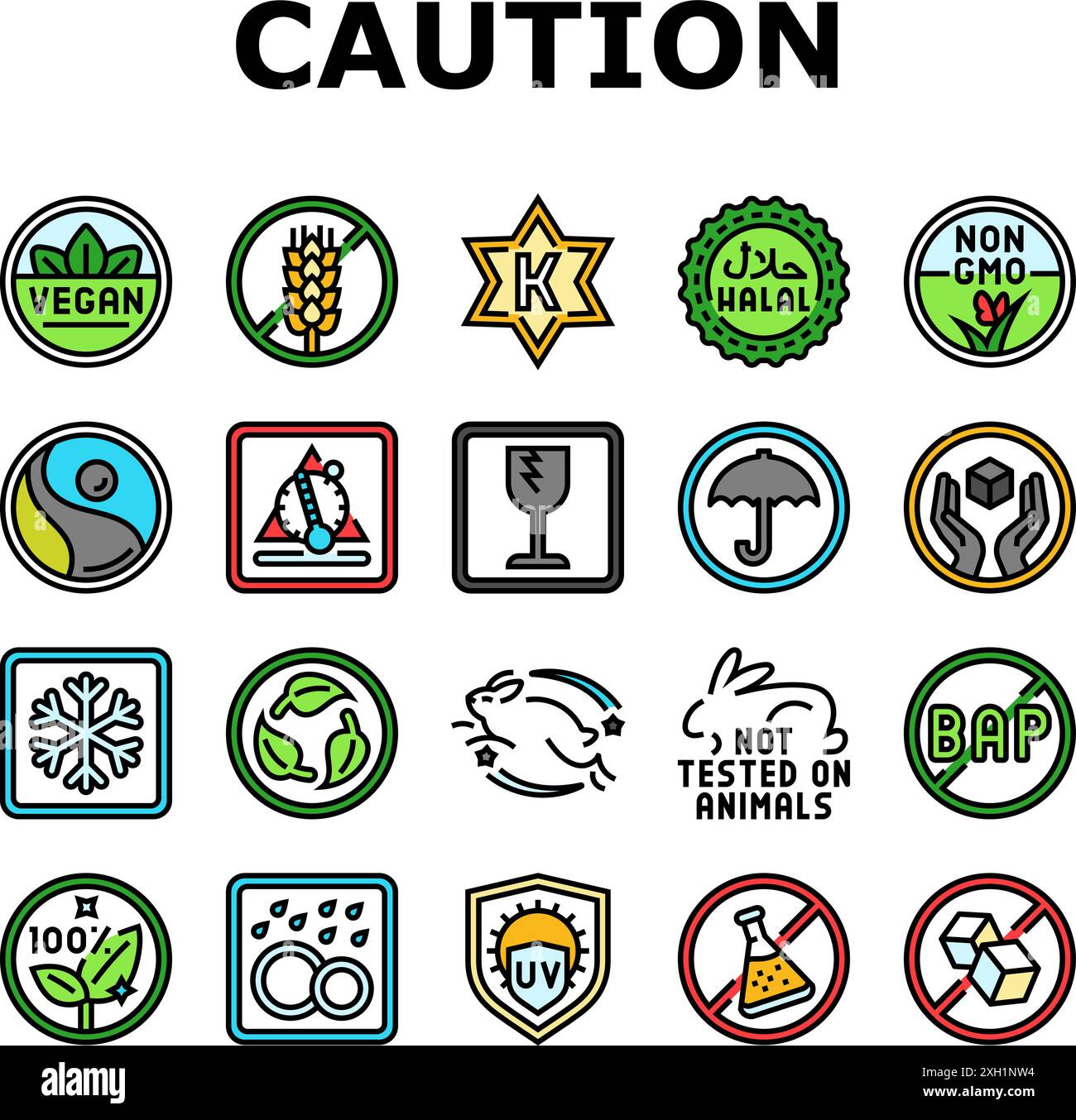 product caution label warning icons set vector Stock Vector Image & Art ...